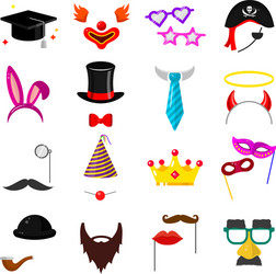 Christmas photo booth festive mask set on white Vector Image