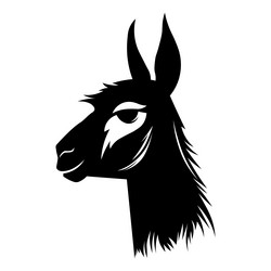 Llama black icon on white background Royalty Free Vector