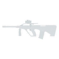 Submachine gun weapon charger butt barrel striped Vector Image