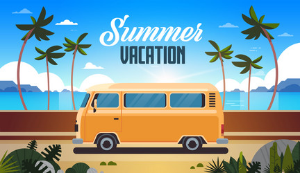 Summer vacation surf bus retro surfing vintage Vector Image
