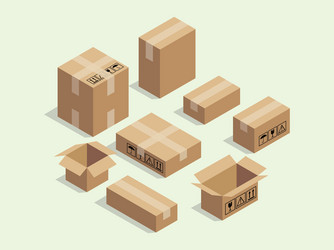 Set of isometric carton packaging box 3d Vector Image