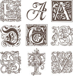 Set of letters in the old vintage style Royalty Free Vector
