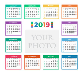 Public holidays for the usa calendar 2019 Vector Image