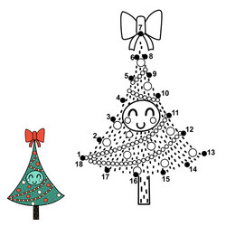Connect the dots and draw a christmas tree Vector Image