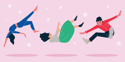 Flat people falling set Royalty Free Vector Image