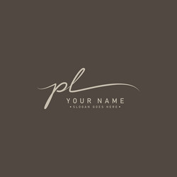 Pl handwritten signature logo - logo template Vector Image