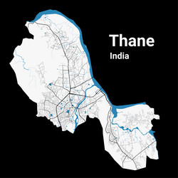 Thane map detailed black of city poster Royalty Free Vector