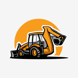Cartoon of boy on backhoe loader Royalty Free Vector Image