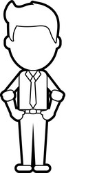 Flat line uncolored standing man over white Vector Image