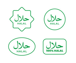Halal food products labels logo design Royalty Free Vector