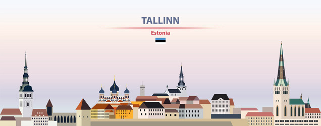Tallinn skyline colorful poster Royalty Free Vector Image