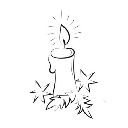 Christmas candle holy light line art Royalty Free Vector