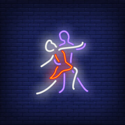Man and woman dancing neon sign Royalty Free Vector Image