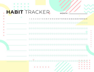 Habit tracker monthly planner tracker Royalty Free Vector