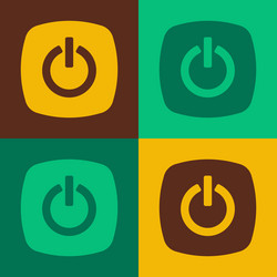 Pop art power button icon isolated on color Vector Image
