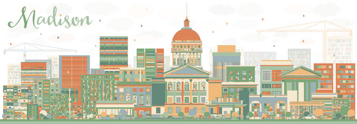 Madison skyline with gray buildings Royalty Free Vector