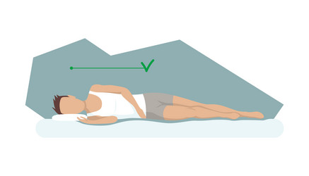 Incorrect Correct Back Sleeping Man Posture Vector Image