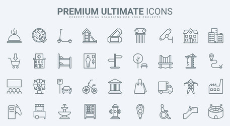 Public sector linear icons set Royalty Free Vector Image