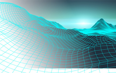 Retro landscape background sunset 3d landscape Vector Image