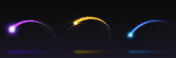Shooting star light arc curve with magic glitter Vector Image