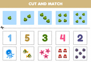 Education game for children cut and match Vector Image