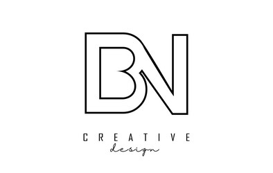 Outline letters bn b n logo with a minimalist Vector Image