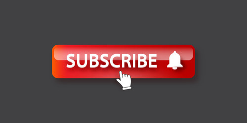 Orange subscribe button with ring bell isolated Vector Image