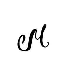 Hand painted letter m dry brush modern lettering Vector Image