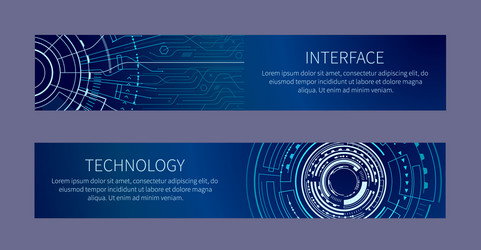 Technology card with set of interface templates Vector Image