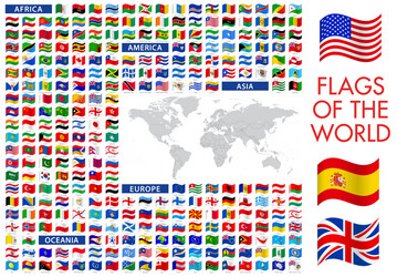 All official national flags world circular Vector Image