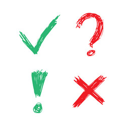 Green and red hand drawn sketch symbols Royalty Free Vector