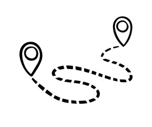 Hand drawn map distance measuring icon doodle map Vector Image