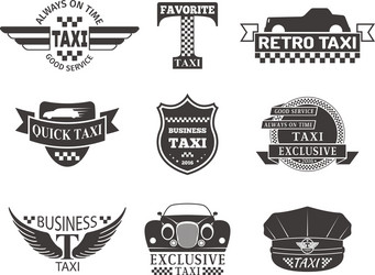 Taxi logos label badge templates design Royalty Free Vector