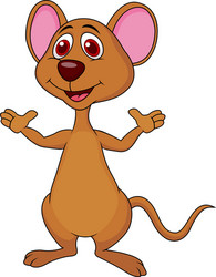 Cartoon happy mouse waving Royalty Free Vector Image