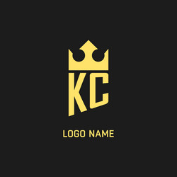 Initial letter kc shield and crown logo style Vector Image