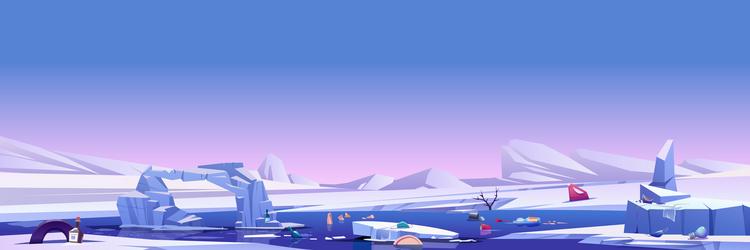 Polluted with garbage winter cartoon landscape Vector Image