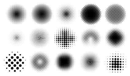 Circle halftone set dot pattern half tone round Vector Image