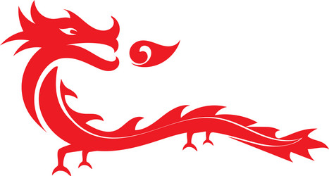 Traditional chinese dragon red silhouette icons Vector Image