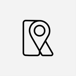 Letter r pin point place logo Royalty Free Vector Image