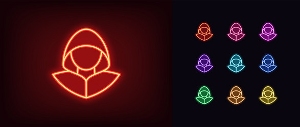 Outline neon cyber attack icon set breaking Vector Image