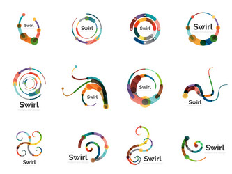 Swirl circle logo set Royalty Free Vector Image