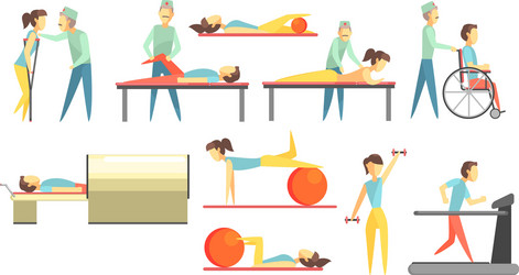 Medical rehabilitation set physiotherapist doctor Vector Image