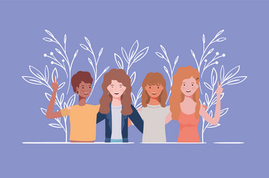 Young and beautiful girls group characters Vector Image