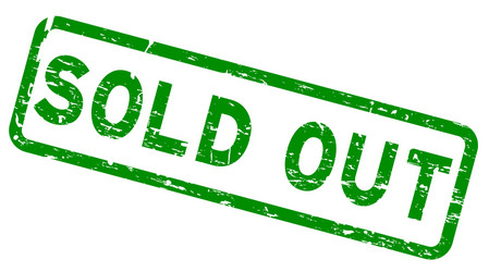 Grunge blue sold out square rubber seal stamp Vector Image