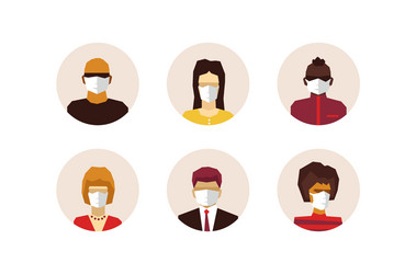 Stylized character people wearing face mask Vector Image