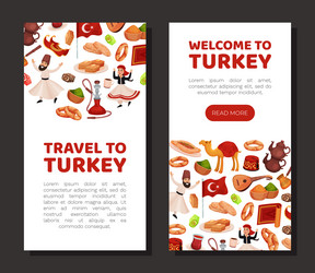 Turkey travel banner design with authentic symbols