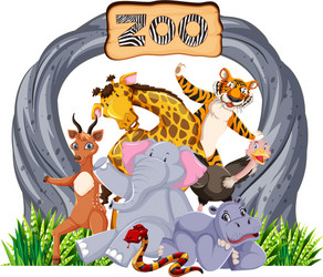 Two tigers on zoo sign Royalty Free Vector Image