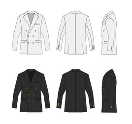 Double breasted suit jacket template with side Vector Image