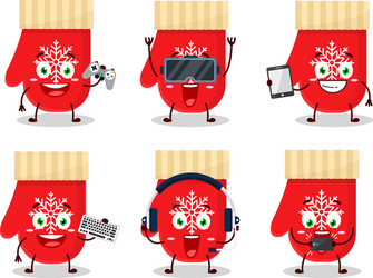 Red gloves cartoon character are playing games Vector Image