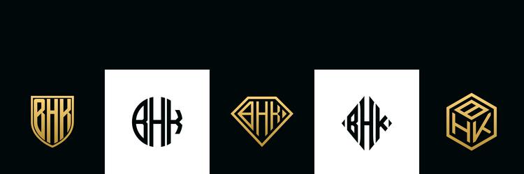 Initial letters hbk logo designs bundle Royalty Free Vector